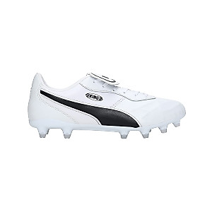PUMA Men's KING TOP FIRM GROUND Soccer Cleat, Puma White-Puma Black-Puma White, 12