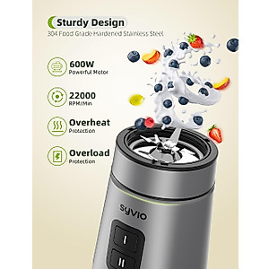 Syvio Blender for Shakes and Smoothies, 600W Personal Blender, Smoothie Blender with 2 Speed Control, Bullet Blender with 2 BPA-Free 20Oz Sport Cup