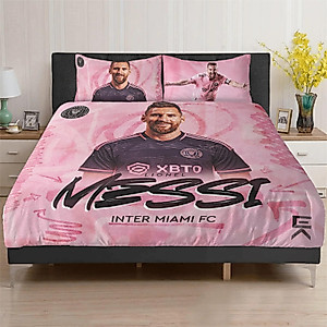 Aimery Miami Bedding Set Soccer Duvet Cover Set Pink Bed Football Comforter Soft Microfiber Soccer Bedding Sets 3 Pieces Fruit Comforter Cover and 2 Pillowcase for Bedroom (Pink 1,Full)