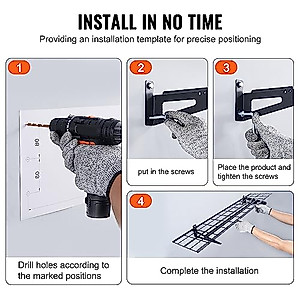 VEVOR Garage Shelving Wall Mounted, 1 x 4 ft Heavy Duty Garage Wall Shelves, 400 lbs Load Capacity Garage Storage Rack Floating Shelves, 2 Pack, Suitable for Shop, Shed, Garage Storage