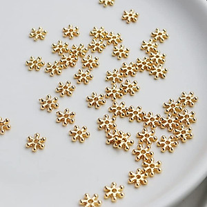 GENIGW 10PCS 14K Gold Color Plated Snowflake Beads Spacer Beads DIY Jewelry Accessories