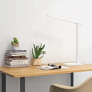 Lepro LED Desk Lamp with USB Charging Port Dimmable Home Office Touch Control Reading Table Lamp,3 Color Modes with 5 Brightness Level, School Dorm Room Essentials, Task Lamp, Sewing, Crafting, White