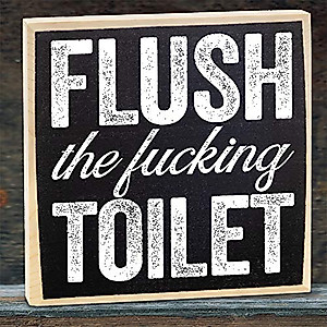 Flush The F##King Toilet - Cute Bathroom Signs Decor Farmhouse - Rustic Wooden Sign - Farmhouse Bathroom Decor, Funny Bathroom Signs Wooden - Perfect Small Bathroom Signs Decor, Restroom Decor