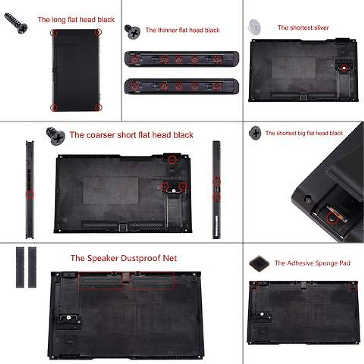 eXtremeRate Soft Touch Grip Black Console Back Plate DIY Replacement Housing Shell Case for Nintendo Switch Console with Kickstand – JoyCon Shell NOT Included