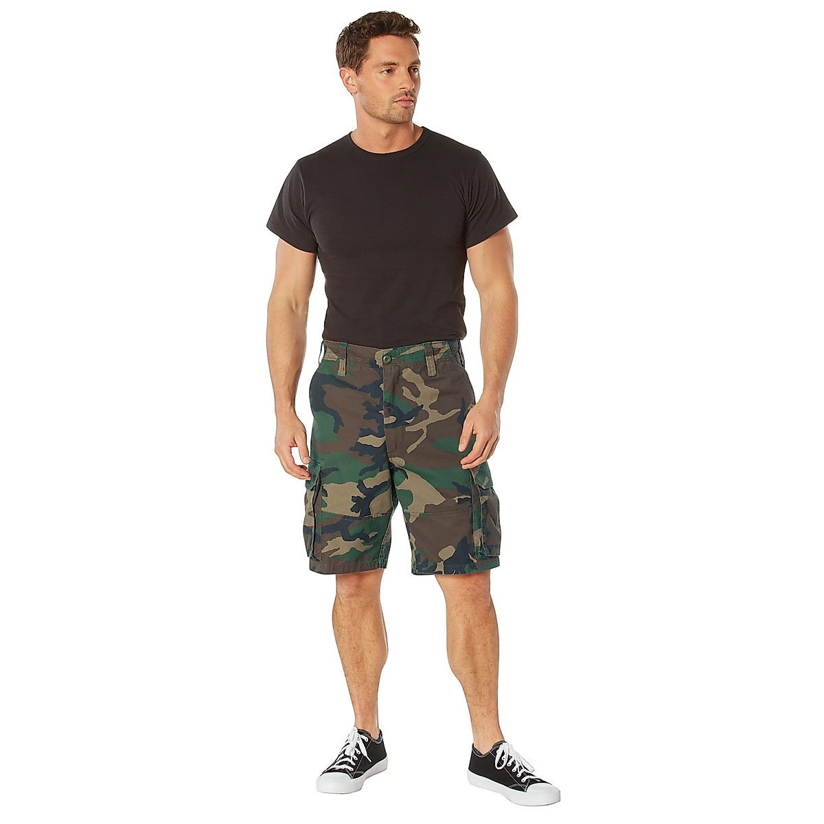 ROTHCO Paratrooper Mens Cargo Shorts Woodland Camo size Large