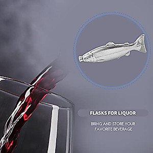 Bruafsir 1 Pcs Fish-Shape Hip Flask 5Oz Mini Pocket Flask Stainless Steel Party Drinkware for Outdoor