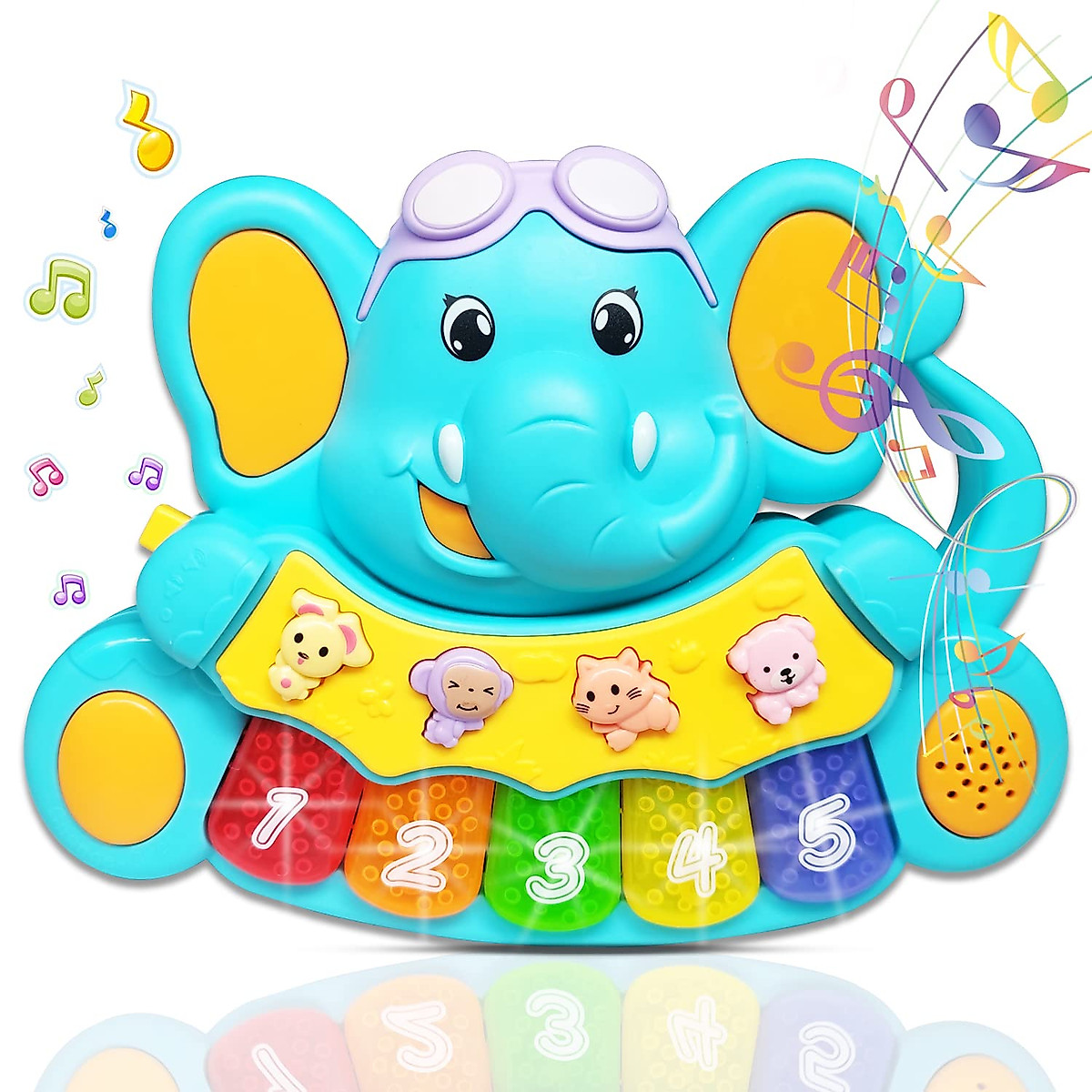 Baby Piano Toys 6 to 12 Months Early Learning Baby Girl Toys 6 to 12 Months Elephant Piano Keyboard Toys Infant Toys for 6-12-18 Month Light Up Music Baby Toys Infant Gifts for 1 Year Old Boys Girls