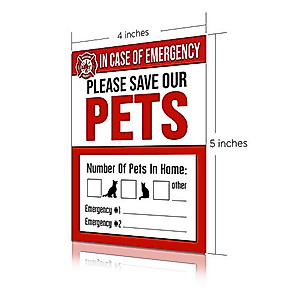 IT'S A SKIN Pet Rescue Sticker Fire Safety - Window Sticker - Save Our Pets Emergency Pet Window Decal - Dog Cat Pet Durable Laminate 4x5-4 Pack