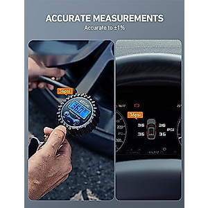 AstroAI Digital Tire Pressure Gauge with Inflator(3-250 PSI for 0.1 Display Resolution), Heavy Duty Air Chuck and Compressor Accessories with Rubber Hose and Quick Connect Coupler Car Accessories.