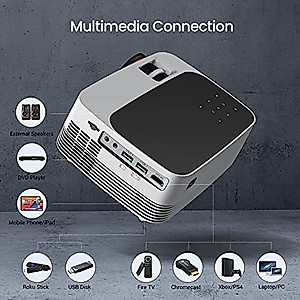 PVT Mini Projector 1080p HD, WiFi Projector, 6500L Movie Projector with Synchronize Cellular Phone Screen, Video Projector Compatible with TV Stick, PS45, HDMI, USB, AV, SD, Laptop (2021 Upgraded)