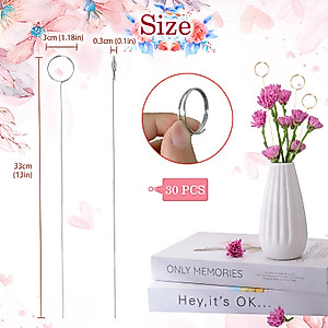30 Pcs Metal Wire Floral Picks 13 Inch Wire Floral Place Card Holder Picks, Photo Memo Holder, Round Table Name Number Card Holder for Wedding Party Birthday (Silver) Round