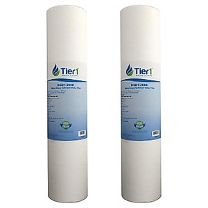 Tier1 1 Micron 20 Inch x 4.5 Inch | 2-Pack Spun Wound Polypropylene Whole House Sediment Water Filter Replacement Cartridge | Compatible with Pentek DGD-2501-20, 155360-43, P1-20BB, Home Water Filter