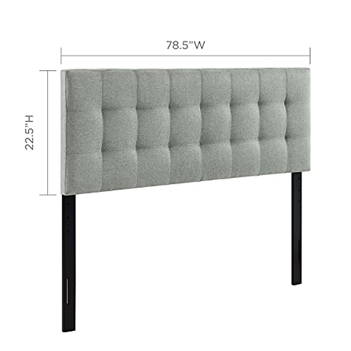 Modway Lily Tufted Linen Fabric Upholstered King Headboard in Gray