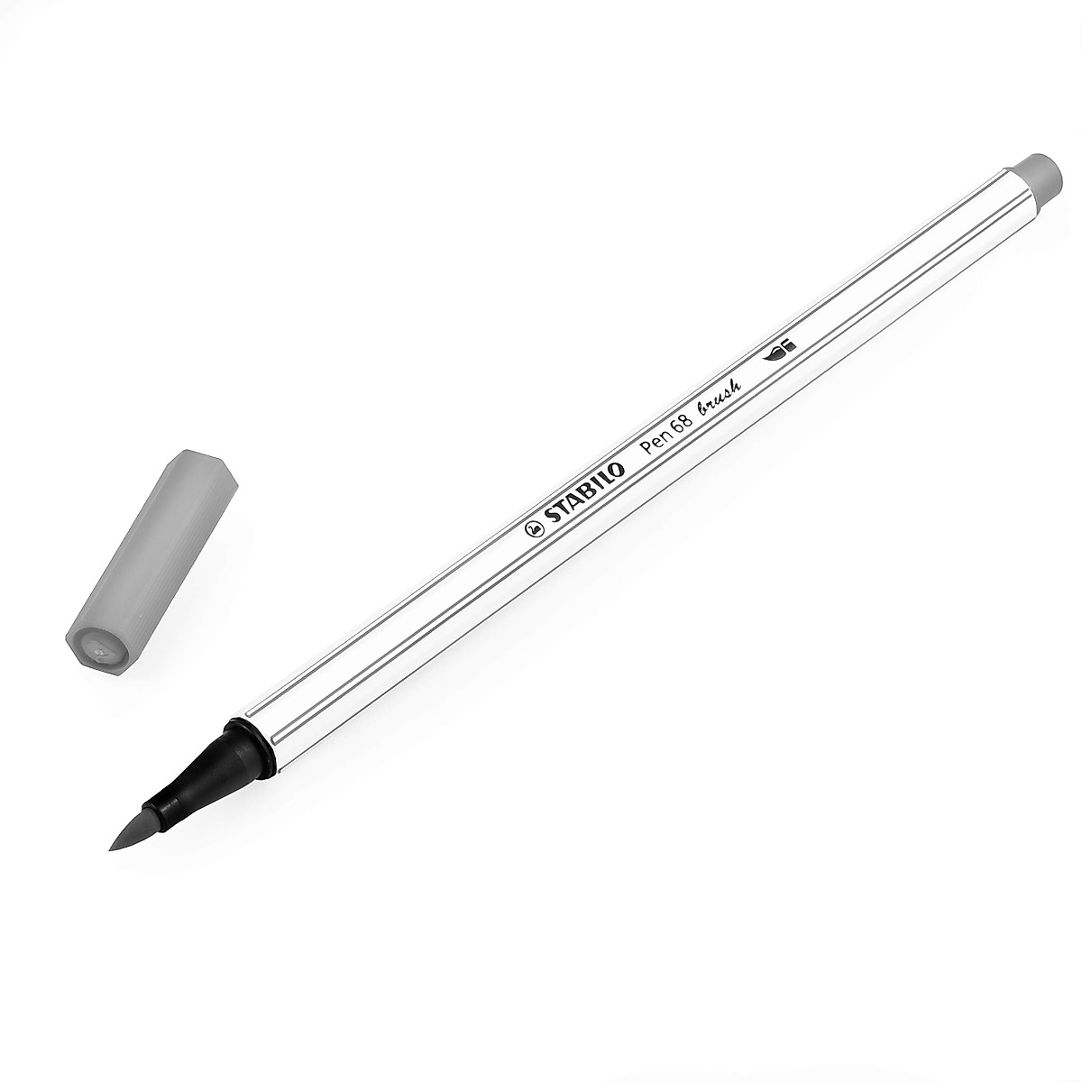 STABILO Pen 68 Brush Felt Tip Pen - 1-3mm - Cold Grey - 568/95 - Pack of 3