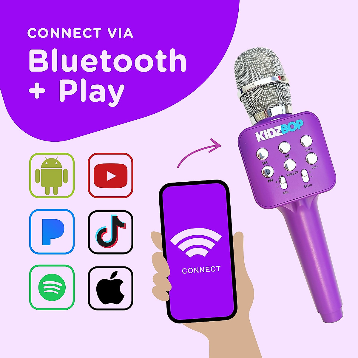 Move2Play, Kidz Bop Karaoke Microphone | The Hit Music Brand for Kids | Toy for Girls & Boys Ages 2, 3, 4, 5, 6, 7, 8+ Years Old | Christmas Present & Birthday Gift