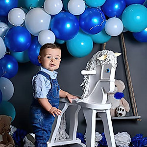 PartyWoo Blue and White Balloons 100 pcs 12 inch Royal Blue Balloons Light Blue Balloons White Balloons Blue Balloons Latex Balloons for Boys Christening, Cinderella Party, Boys 1st Birthday