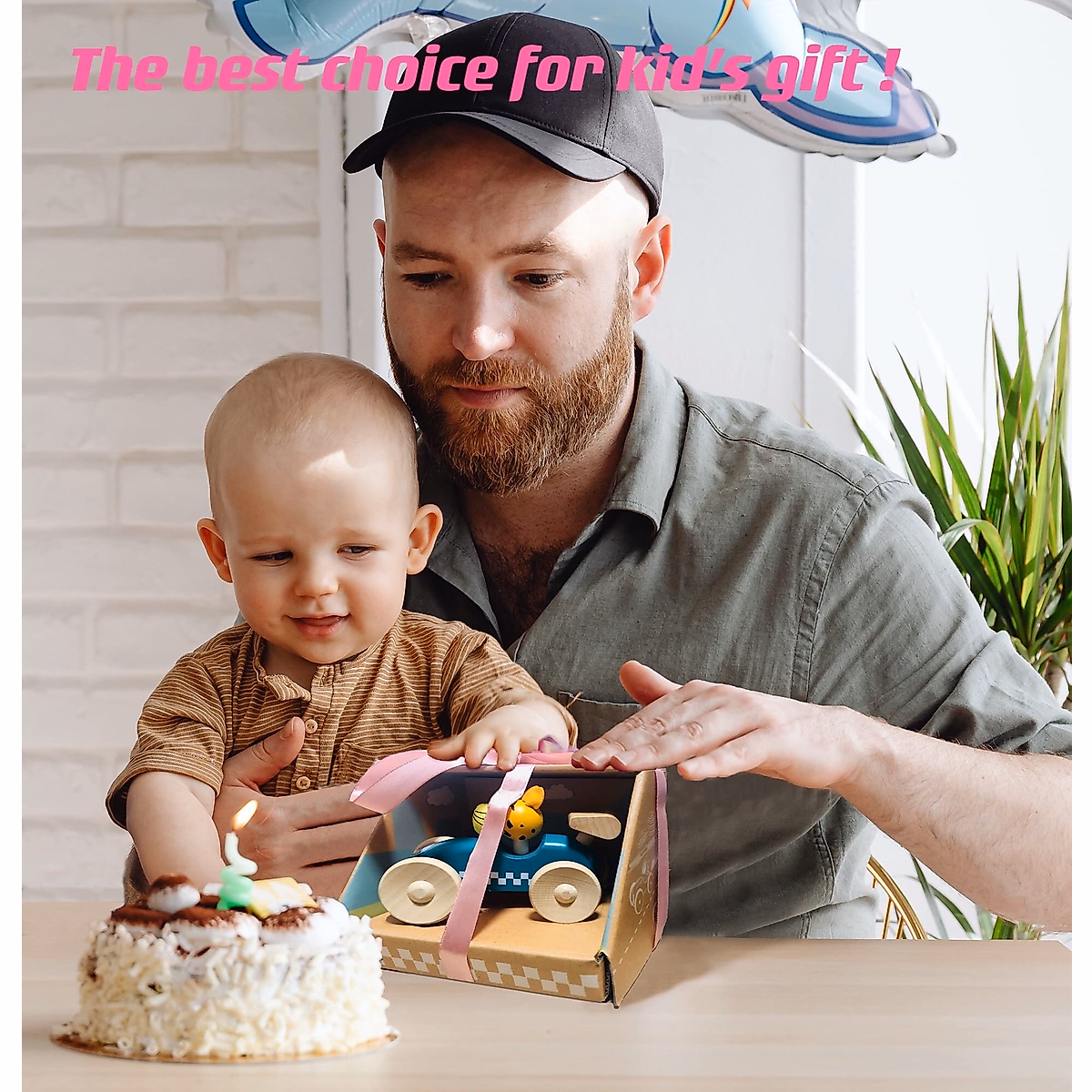 Lecelzie Toddler Activities Wooden Toys Car Baby Infant Montessori Fine Motor Skills Toys for 1 2 3 4 Year Old Boys Girls Gift Party Favors for Kids Push and Pull Toys