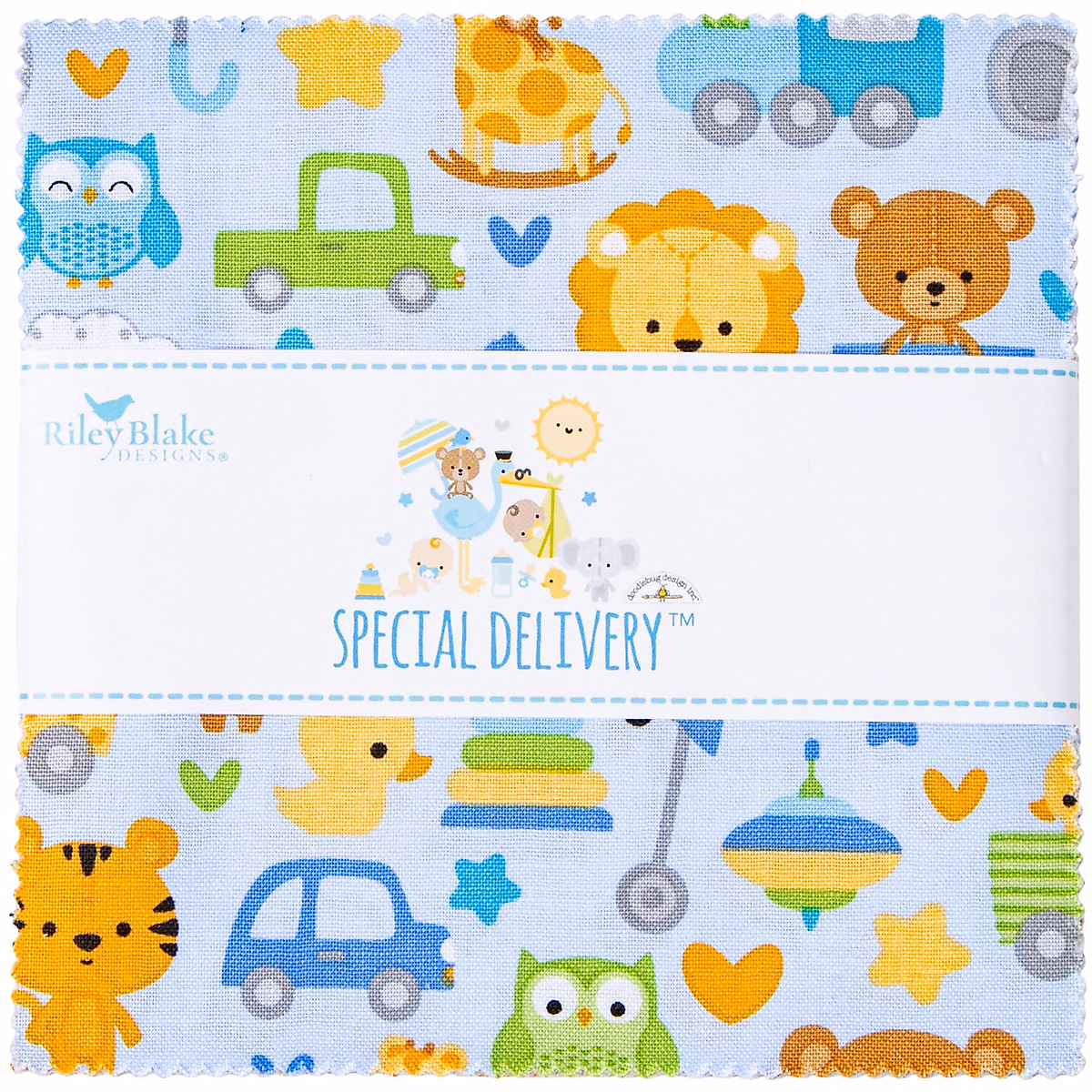 Special Delivery Riley Blake 5-inch Stacker, 42 Precut Fabric Quilt Squares by Doodlebug Design Inc.