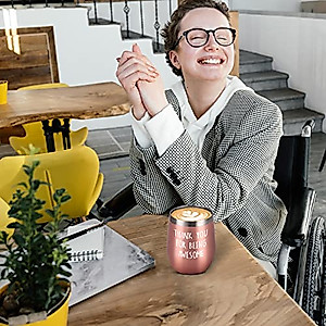 Thank You Gifts, Thank You for Being Awesome Wine Tumbler Set of 4, Inspirational Appreciation Birthday Gifts for Women Coworker Friends Teacher Her, Insulated Stainless Steel Tumbler(12oz, Rose Gold)