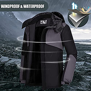 CAMEL CROWN Men's Waterproof Ski Jacket Warm Winter Snow Coat Mountain Windbreaker Hooded Raincoat Snowboarding Jacket