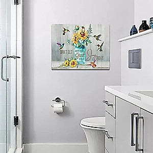 Abstract Hummingbird Sunflower Wall Art Canvas Inspirational Quotes Poster Farmhouse Flowers Artwork Modern Home Decorations Framed And Stretched Ready to Hang for Living Room Bedroom Office12x16Inch