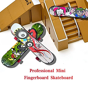 RONGYI Finger Skateboard Set, 20 Pieces Finger Skateboard Professional Mini Fingerboards Skatepark Game Keychain Decoration for Skateboard Lovers Gifts for Children, One Sided Pattern