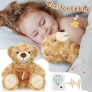 Leyndo Bear with Voice Recording Remembrance Stuffed Animal with Picture Recordable Messages Memorial Toy for Baby Shower Birthday Gift, Recording Gifts(Brown, 12 Inch)