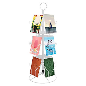 QUEMARQUE Greeting Card Display Stand, 3-Tier 12 Pockets Metal Postcard Display Rack Postcard Rack Retail Display Rack for Stickers Showcase (WHITE)