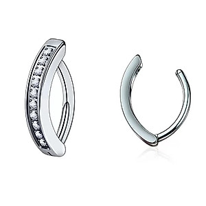 Piercingpops 2PCS 14g Sparkly CZ Clicker Belly Button Ring Surgical Stainless Steel Belly Ring Naval Ring Piercing Jewelry (2PCS CZ Silver (10mm+12mm))