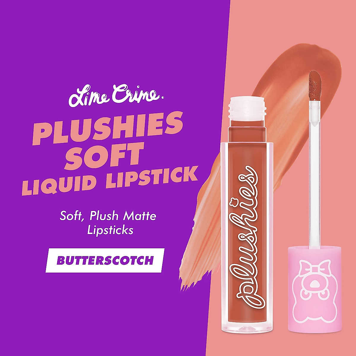 Lime Crime Plushies Soft Matte Lipstick, Butterscotch (Sheer Golden Brown) - Blackberry Candy Scent - Plush, Long Lasting & High Comfort for All-Day Wear - Talc-Free & Paraben-Free