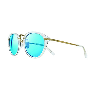 Revo Sunglasses Quinn: Women's Polarized Crystal Glass Lens with Round Frame, Crystal Frame with Revo H2O Blue Lens