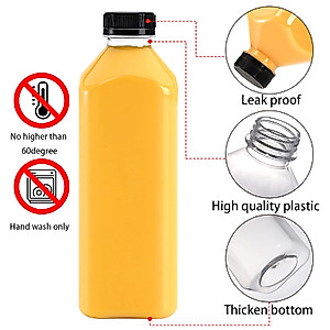 Cedilis 10 Pack 33oz Plastic Juice Bottles with Black Cap, Clear Reusable Containers with Lids, Great Disposable Bottles for Making Juice, Milk, Salad Dressing, Smoothie and Other Beverages