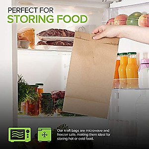 Stock Your Home 12 Lb Kraft Big Brown Paper Lunch Bags (100 Count) - Bulk Disposable Lunch Sacks, Large Size Blank Bag, Good for Snacks, Sandwiches, Grocery Food, and Arts & Crafts Projects
