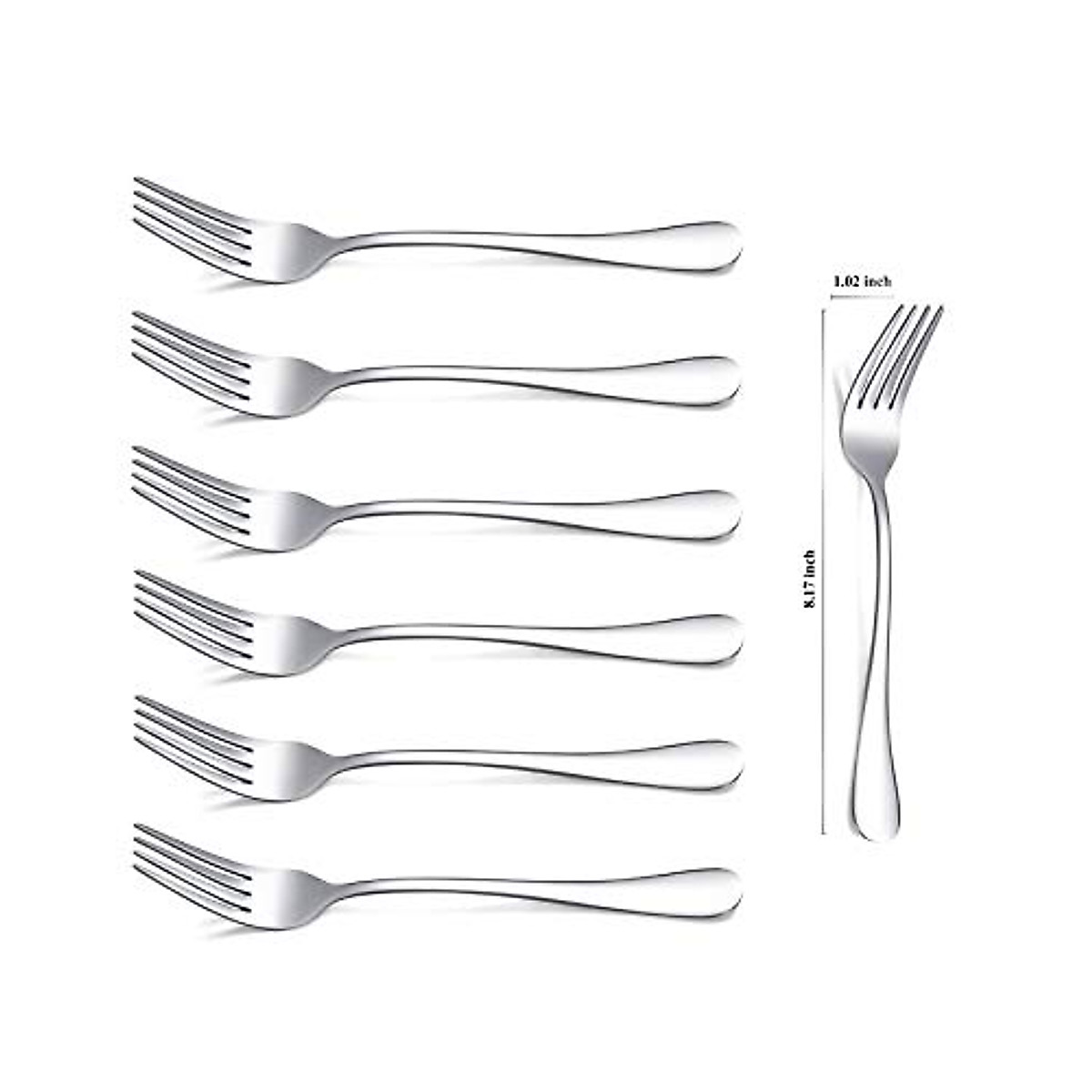 Kyraton Dinner Fork 6 Pieces, Stainless Steel 8.17 Inch Forks Silverware, Table Forks Set of 6