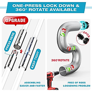 Sealegend 15 FEET Dryer Vent Cleaner Kit Double Synthetic Brush Head Upgraded Flexible Quick Snap Brush with Drill Attachment Extend Up to 15 FEET for Easy Cleaning Use with or Without a Power Drill