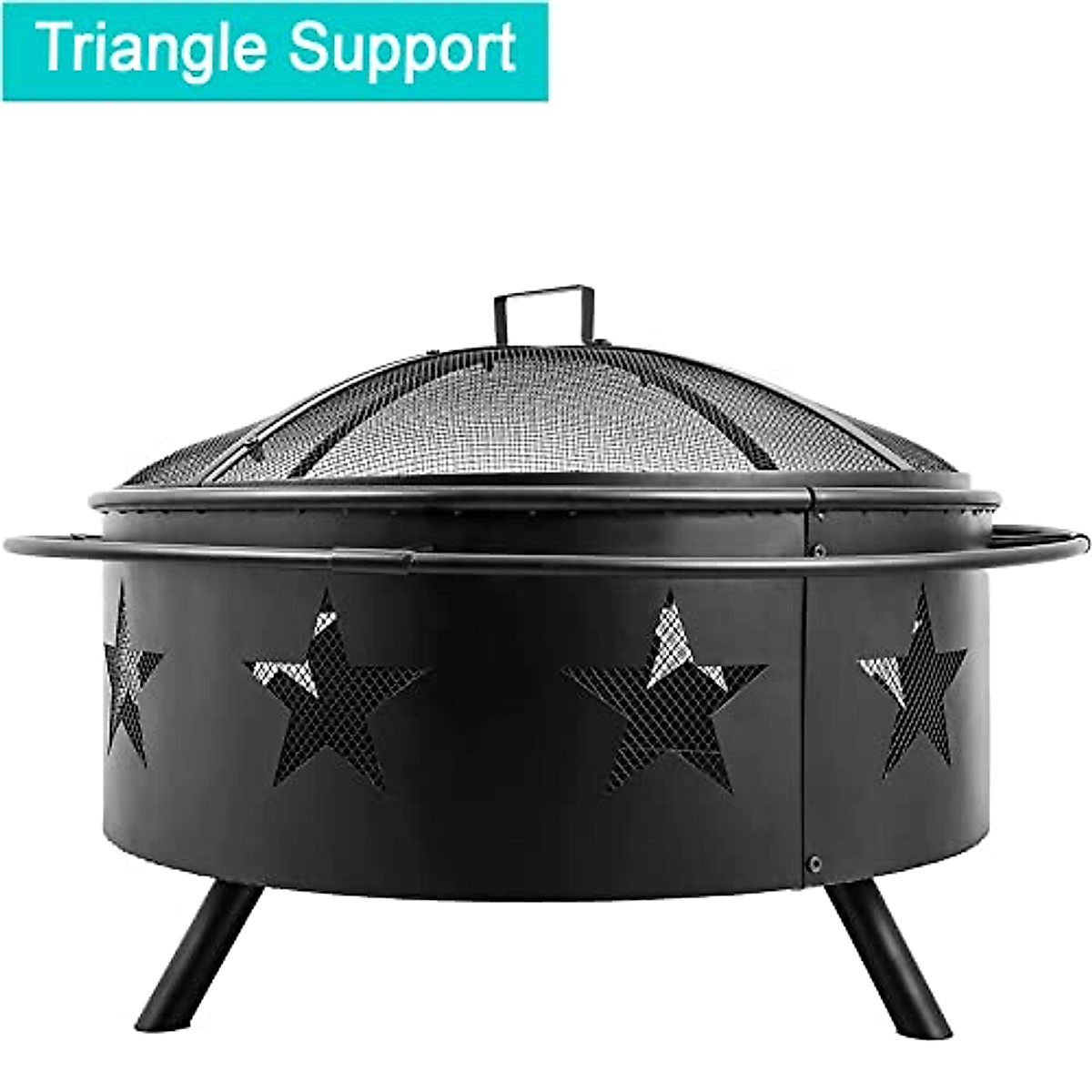 LMRSTOO Fire Pit 36inch for Outside Wood Burning Heavy Duty Fire Pits Firepit for Outdoor with Spark Screen & Waterproof Cover & Poker for Patio Fireplace Garden Picnic Backyard Camping Bonfire