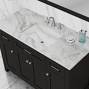 Alya Bath HE-101-48-E-CWMT Norwalk Single Bathroom Vanity with Carrera Marble Top and No Mirror, 48", Espresso