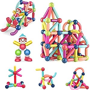 RITONS 80 PCS Magnetic Balls and Rods Building Sticks Blocks Set Educational Magnet Building Blocks Children Stacking Toys Puzzle Magnetic Blocks Creativity STEM Toys for Kids Age 3+