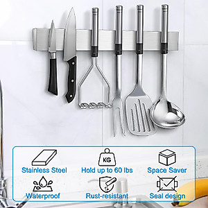 Magnetic Knife Holder for Wall 16 Inch Knife Magnetic Strip Refrigerator Knife Magnet Bar Wall Mount Knife Rack for RV Kitchen Utensil Holder Metal Tool Holder Knife Block for Kitchen Organization