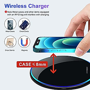 Hodiax Fast Wireless Charger, 15W Max Wireless Charging Pad Compatible with iPhone SE/11/12/13/X/XR/8,AirPods, Samsung Galaxy, Google Pixel(No AC Adapter)