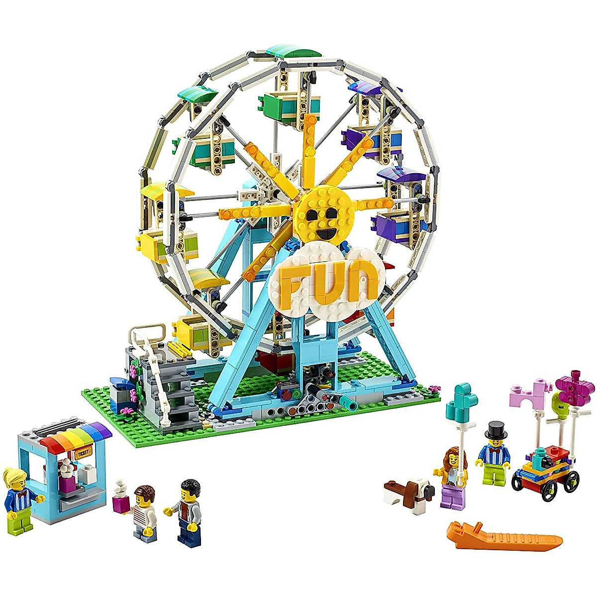 LEGO Creator 3in1 Ferris Wheel 31119 Building Kit with Rebuildable Toy Bumper Cars, Boat Swing and 5 Minifigures; New 2021 (1,002 Pieces)