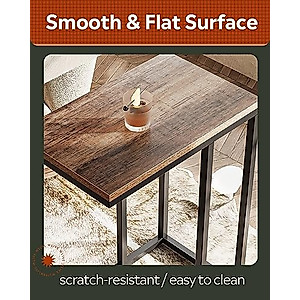 WLIVE Side Table, C Shaped End Table for Couch, Sofa and Bed, Large Desktop C Table for Living Room, Bedroom, Brown