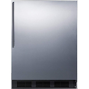 Summit Appliance FF6BKSSHV Freestanding Counter Height All-refrigerator for General Purpose Use with Auto Defrost, Stainless Steel Wrapped Door, Professional Thin Handle and Black Cabinet