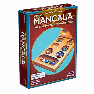 Pressman Mancala - Real Wood Folding Set, with Multicolor Stones by Pressman, 2 players