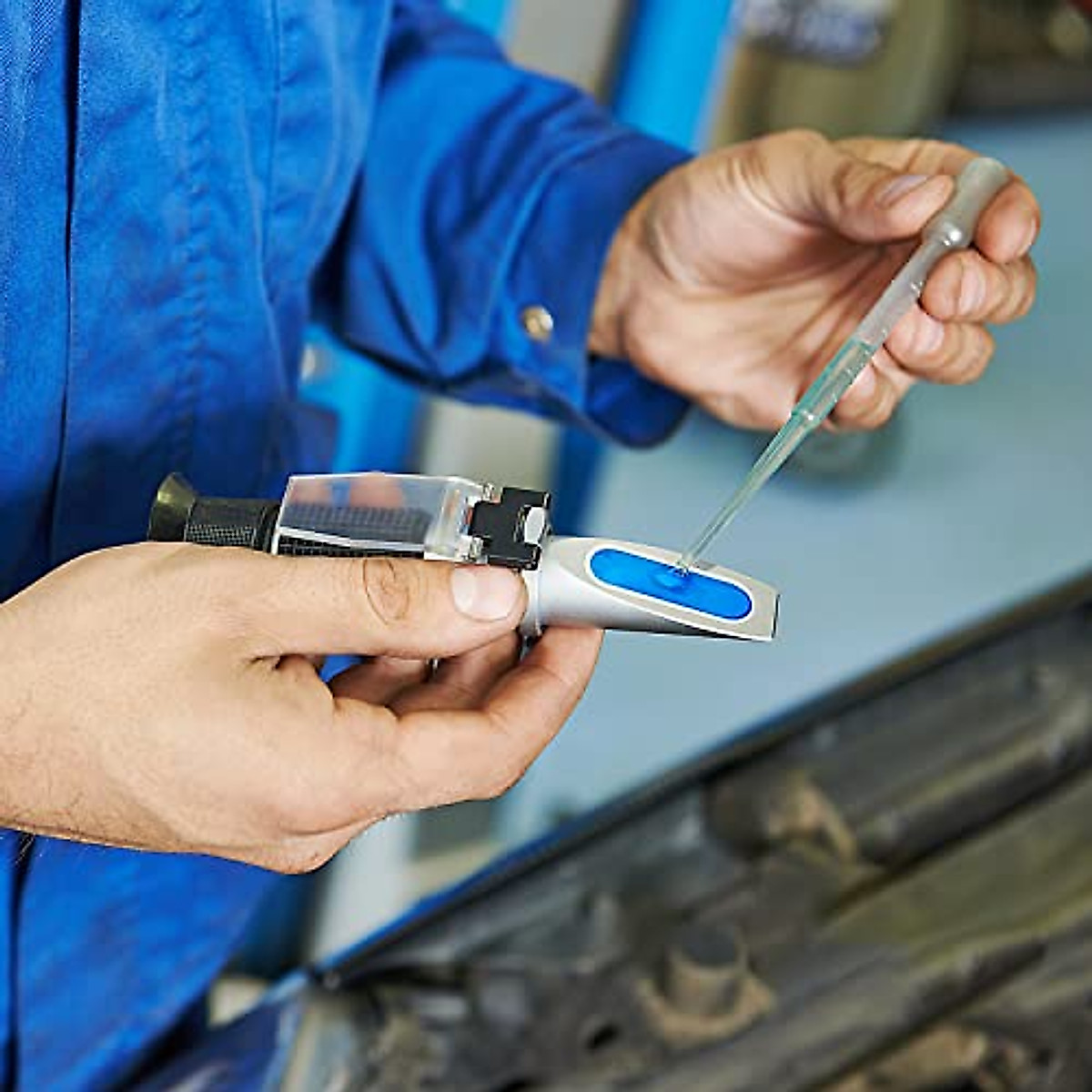 Antifreeze Refractometer 4-in-1 Coolant Tester Refractometer for Checking Freezing Point of Automobile Antifreeze Systems, Anti Freeze Tester Refractometer for Battery Acid, Ethylene Propylene Glycol