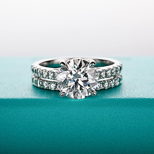 AnuClub 4ct Moissanite Engagement Rings Wedding Band D Color VVS1 Round Cut 925 Sterling Silver Bridal Sets, Christmas Gift for Women 7