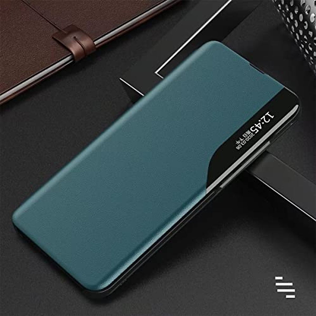YukeTop Cover for Oppo Reno2 F Case, with Stand, Clear Window + Leather + PC, Flip Cover, Cover Protection for Oppo Reno2 F.(Green)