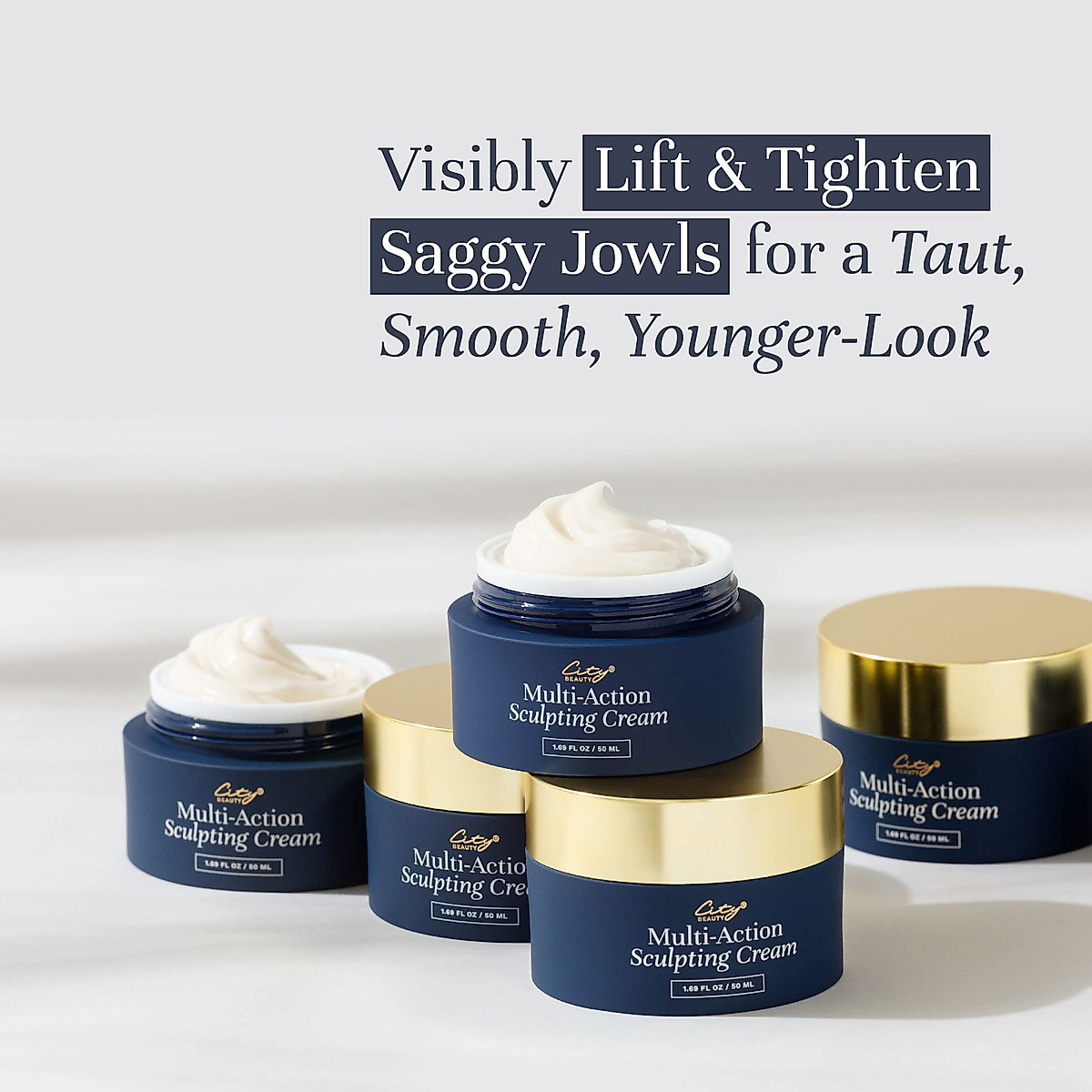 City Beauty Multi-Action Sculpting Cream - Lift & Tighten - Firming Cream for Loose, Sagging Skin - Solution for Jowls & Saggy Jawline - Cruelty-Free Skin Care