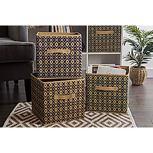 DII Non Woven Polyester Ikat Storage Bin, 11x11x11 (2), Green