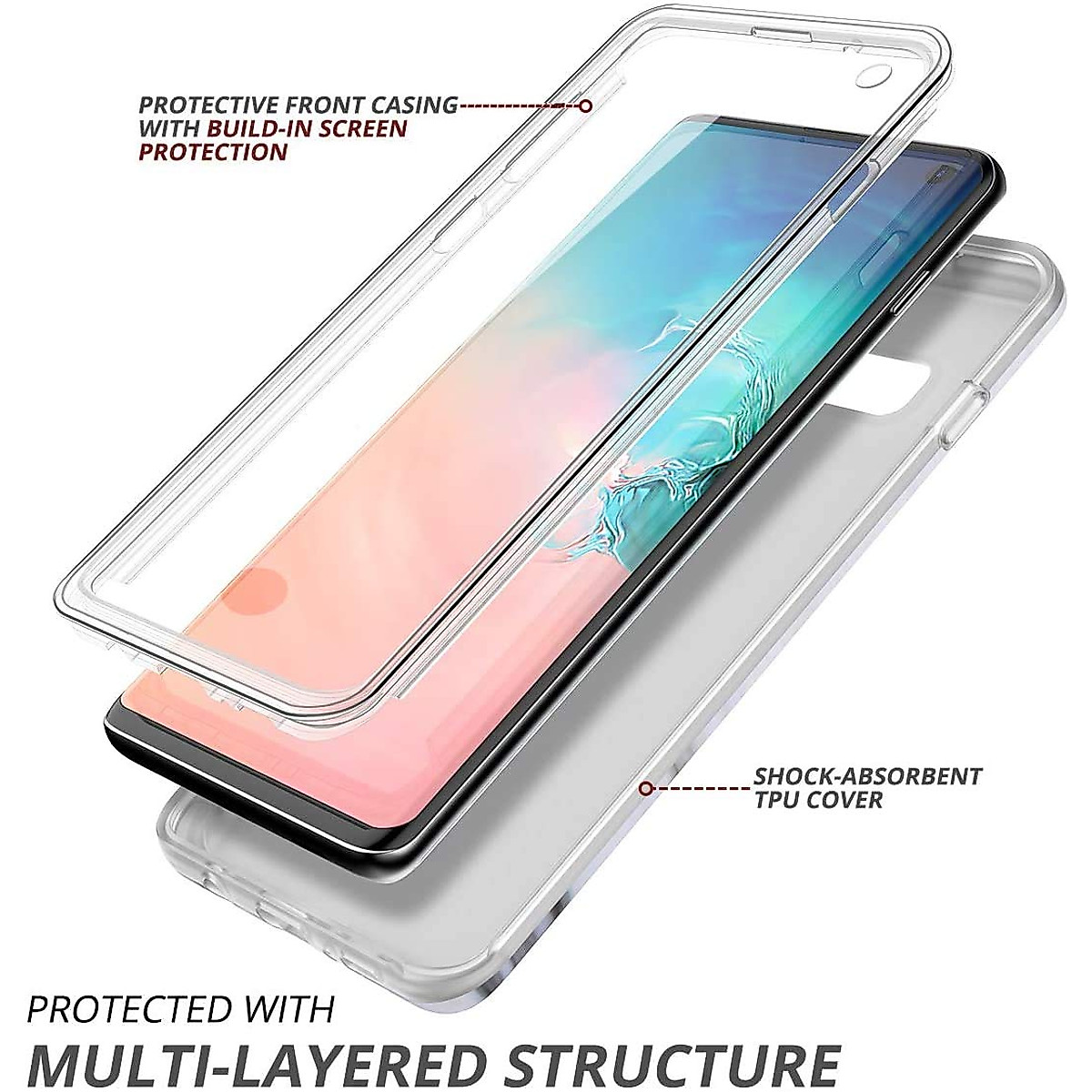 SURITCH Case for Galaxy S10,[Built-in Screen Protector] Cute Geometric Marble Full-Body Shockproof Rugged Cover for Samsung Galaxy S10 6.1 Inch [Compatible with Fingerprint Sensor] (Gold Marble)